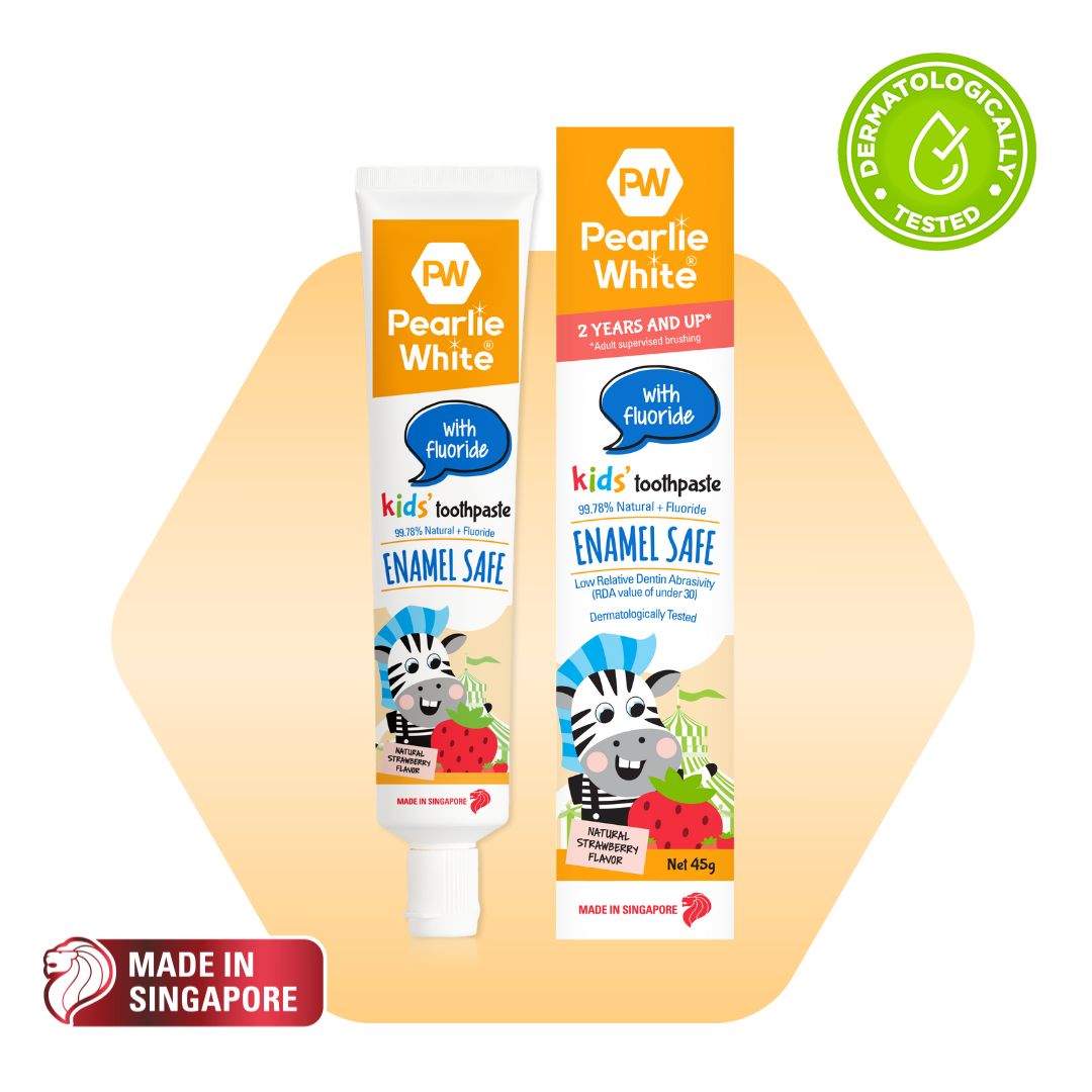 Pearlie White Enamel Safe Kids’ Fluoride Toothpaste (Strawberry) 45g ...