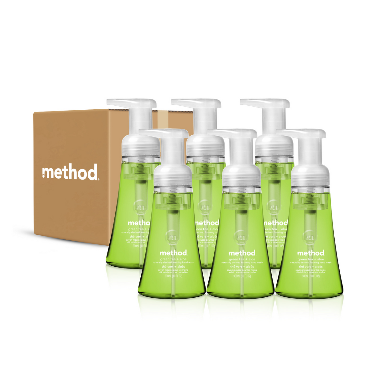 (carton of 6) foaming hand wash 300ml - green tea + aloe – method home ...