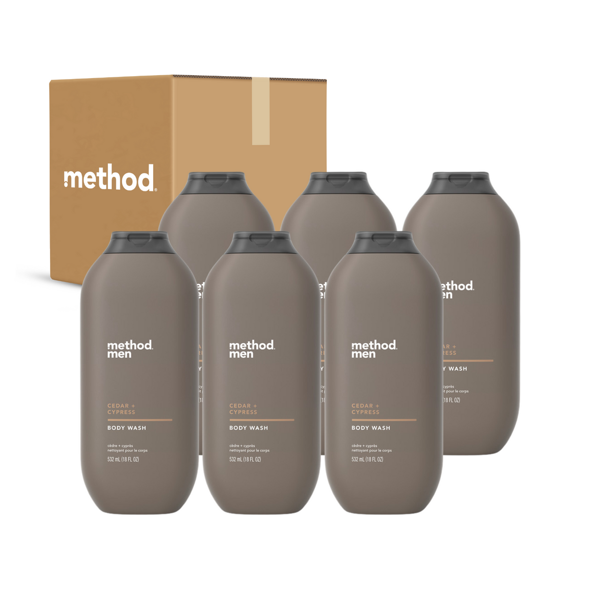 (carton of 6) body wash 532ml - cedar + cypress – method home singapore