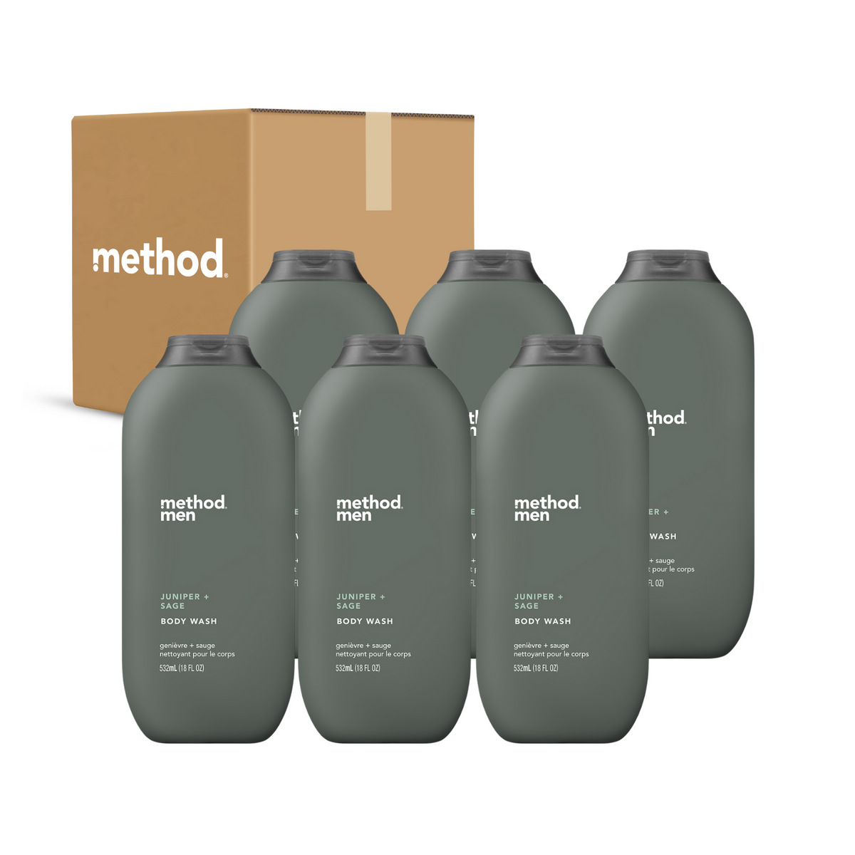 (carton of 6) body wash 532ml - juniper + sage – method home singapore